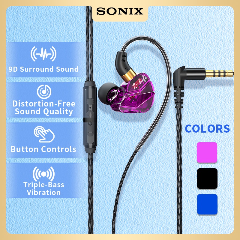 Sonix Dynamic Wire Gaming Earphones SH06 9D Surround Stereo Hi-Fi Bass ...