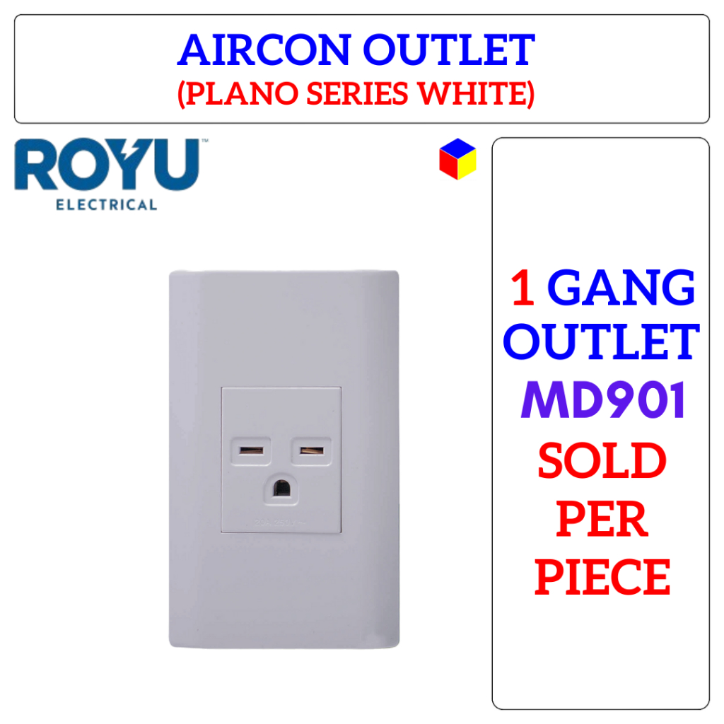 Royu Plano Series (White) One (1) Gang Aircon Outlet (MD901) 250V, 20A ...