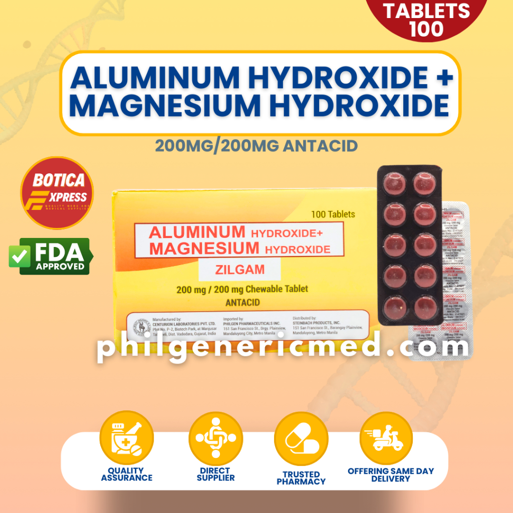 ZILGAM Chewable (100 Tablets) Antacid (Aluminum Hydroxide + Magnesium ...