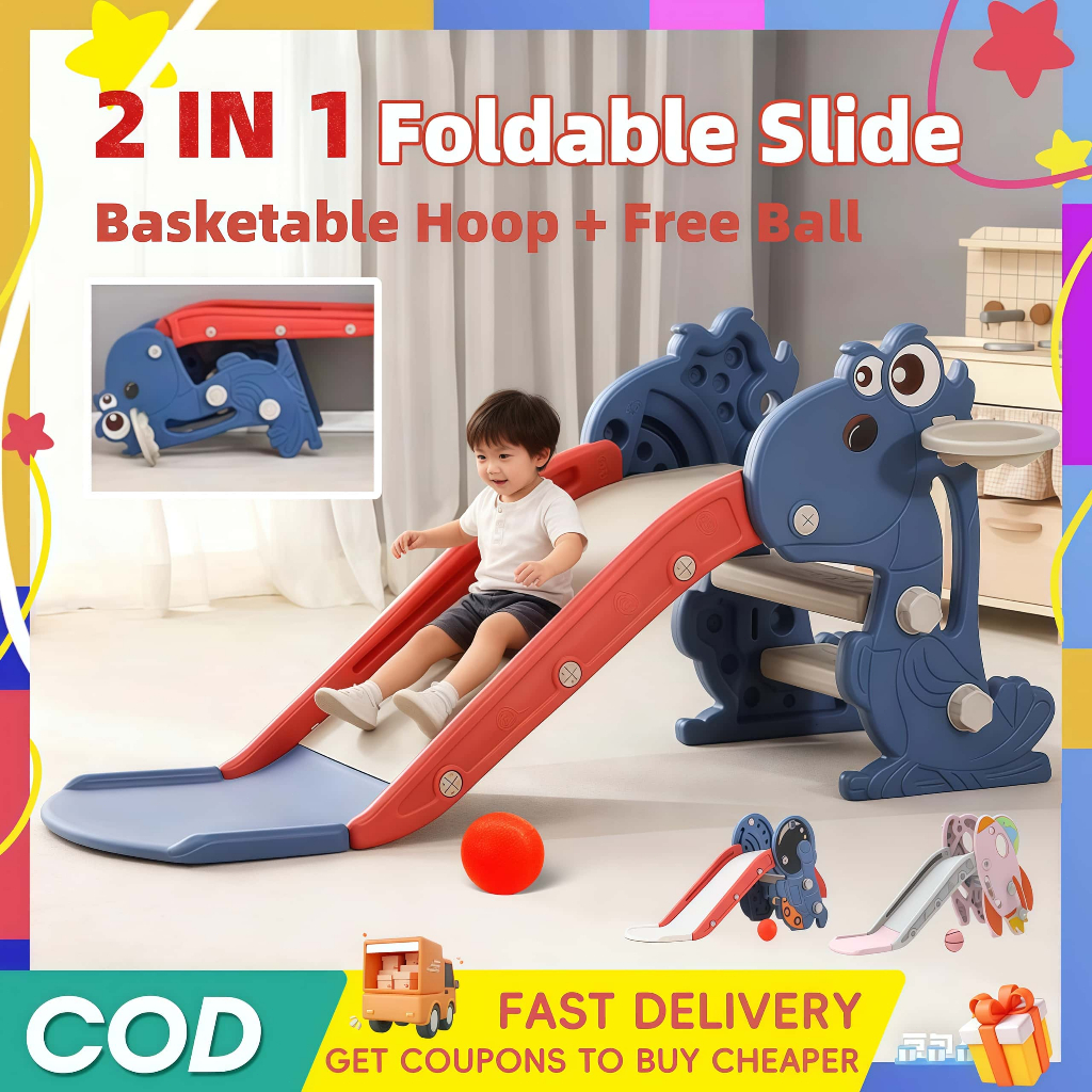 【Free Gift】Slide For Kids Playground Foldable Slide Extra Long With ...
