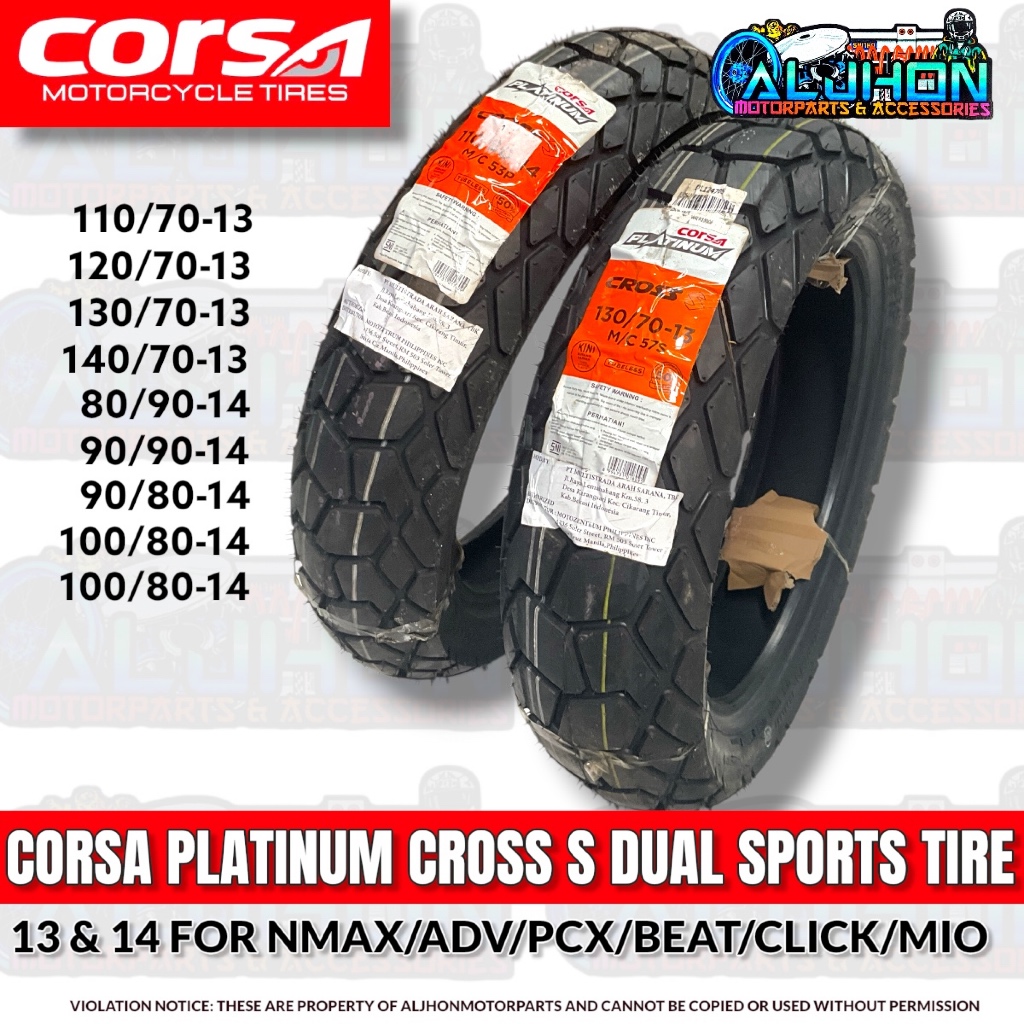 CORSA TIRE PLATINUM CROSS S DUAL SPORTS NMAX/AEROX/PCX/ADV/CLICK/MIO ...