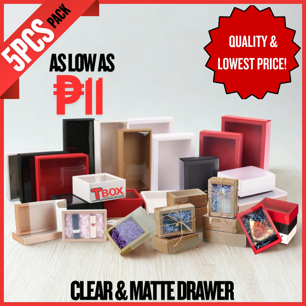 qjoq.ph | 1pc | 5pcs | CLEAR and MATTE drawer box pvc transparent gift ...