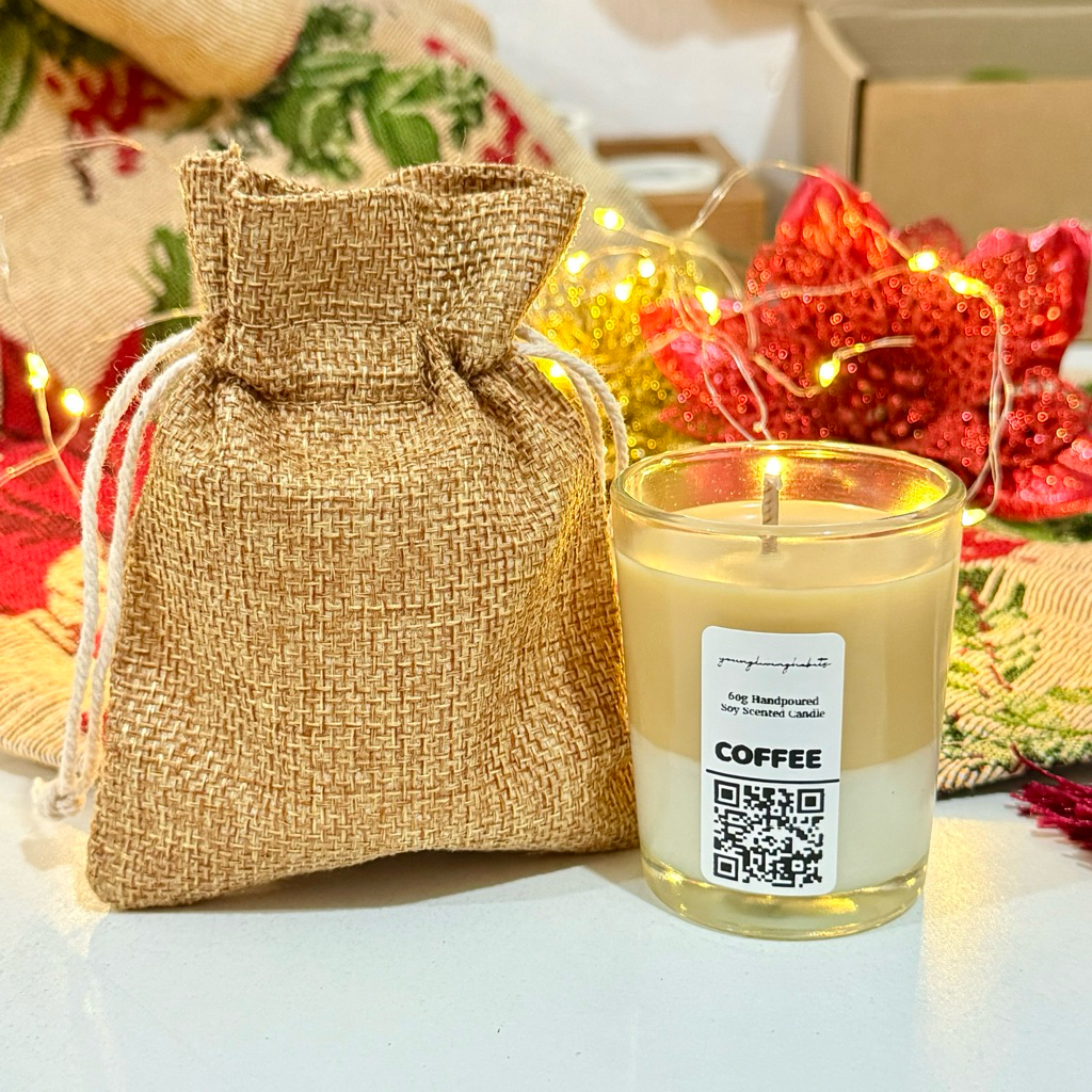 YLH | Customizable Coffee scented candle in 60ml Shot Glass with Jute ...