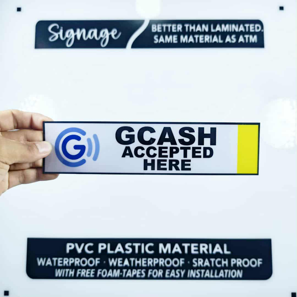 SIGNAGE - GCASH ACCEPTED HERE SIGN - PVC PLASTIC MATERIAL SIGNAGE ...