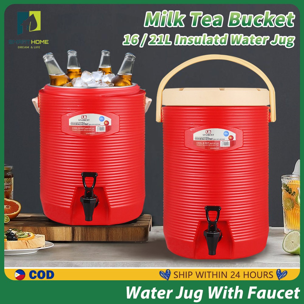 16L 21L Water Jug With Faucet Milk Tea Bucket Insulated Barrel ...