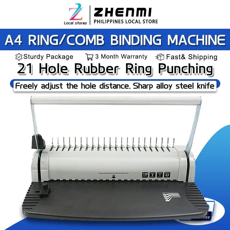 21 Hole Ring/Comb Binding Machine A3/A4 Size 3:1 Pitch Double Loop Wire ...