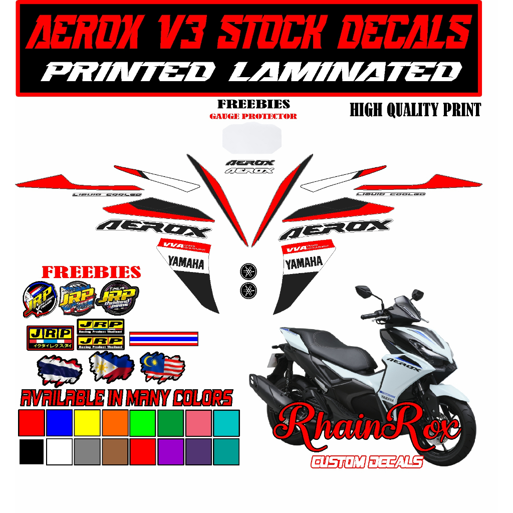 aerox v3 stock decals 2025 printed laminated high quality print ...