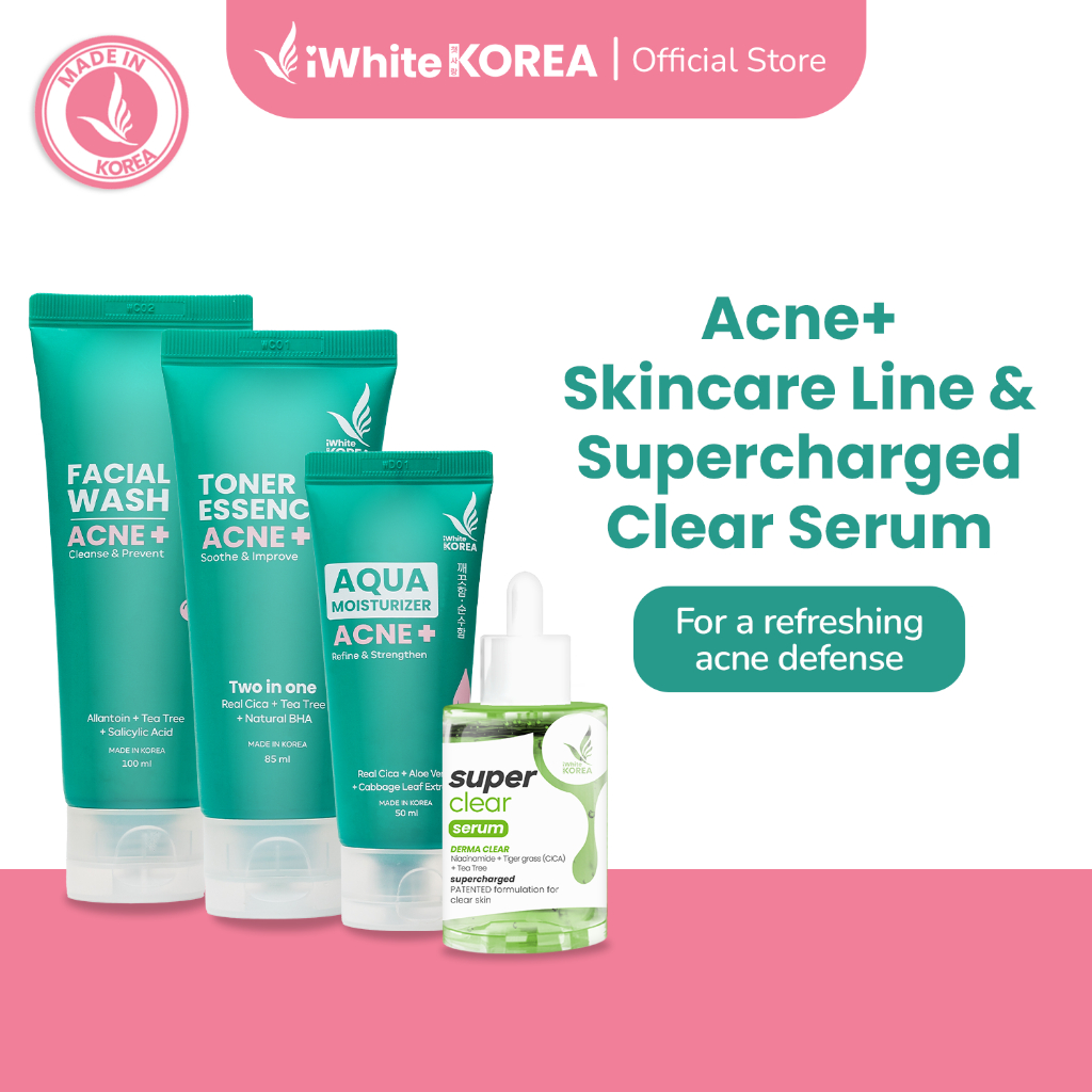 iWhite Korea Acne+ Line & Acne Clear Serum Bundle (Facial Wash, Toner ...