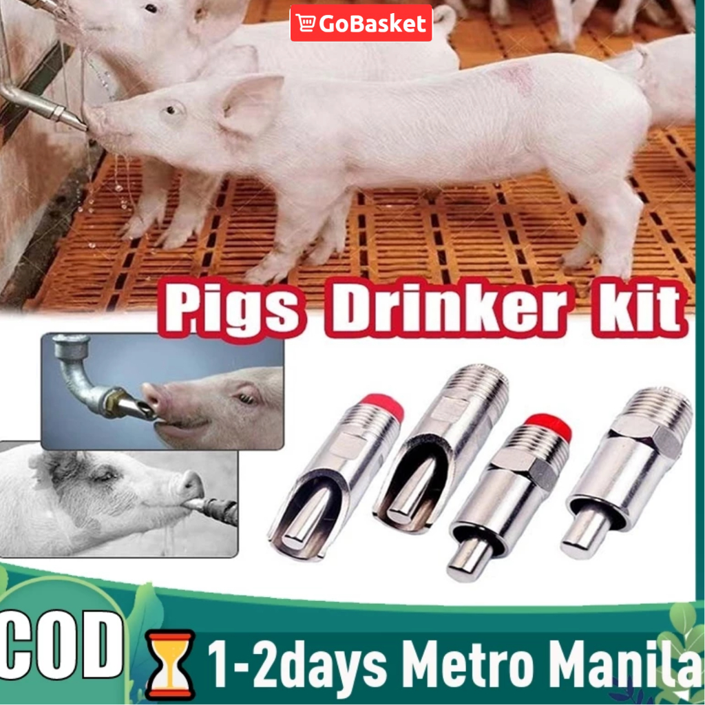 Stainless Steel Thread Pig Drinker Red Cap Duckbilled Pig Swine ...