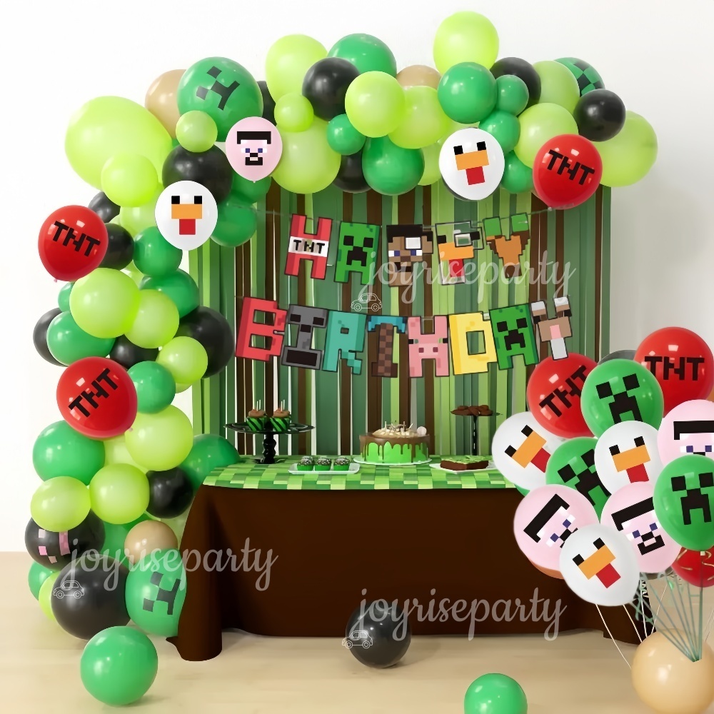 Minecraft Balloons Set Steve Printed Latex Balloons for Birthday Party ...