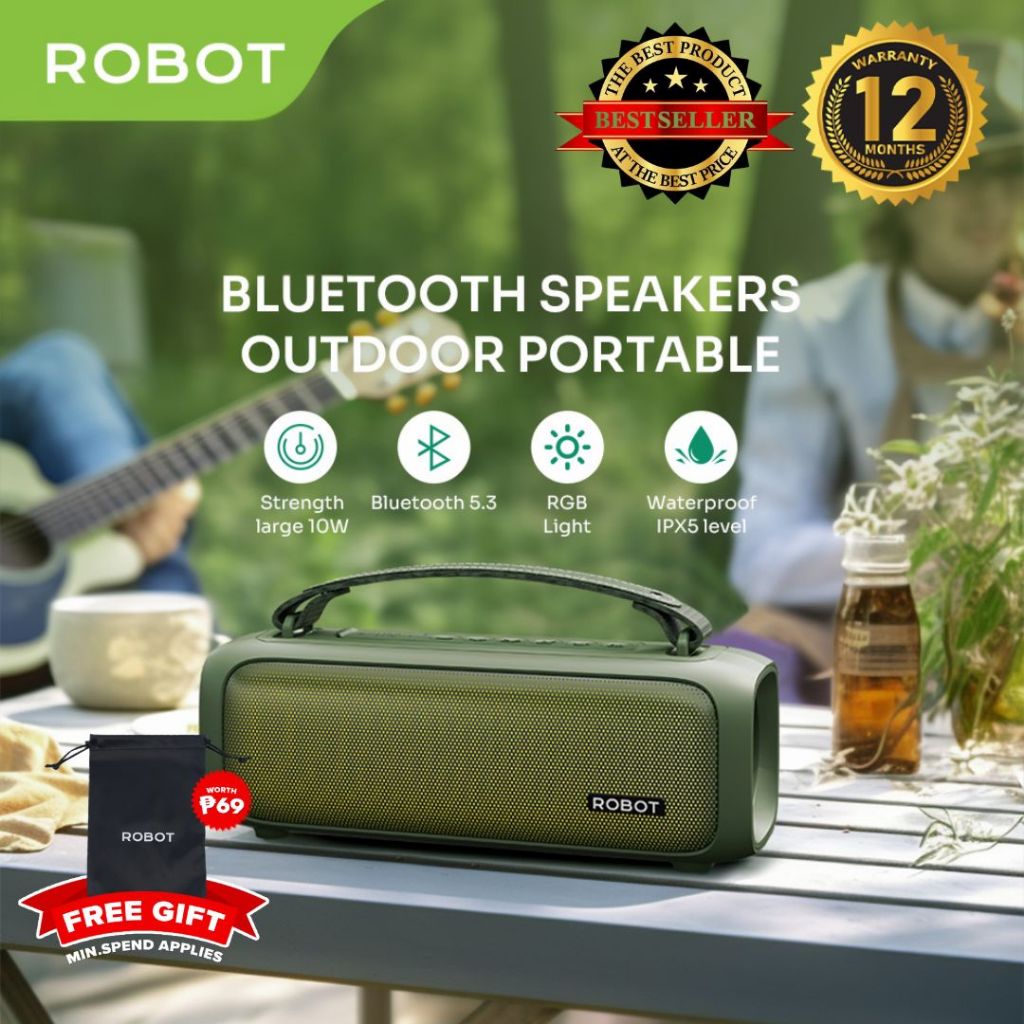 Robot RB570 TWS Bluetooth Speaker Bass Boost RGB Lights IPX5 Bluetooth ...