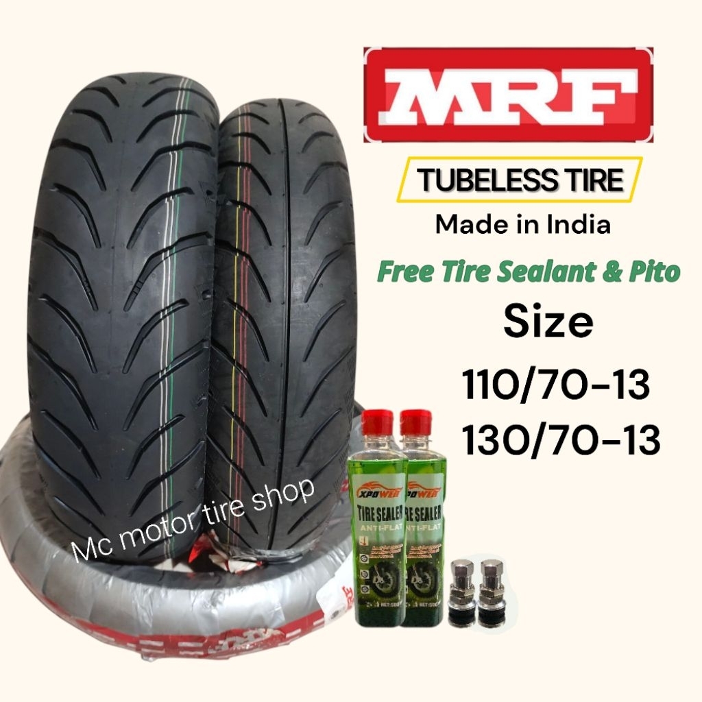 MRF TIRE TUBELESS SIZE 13 WITH SEALANT AND PITO | Shopee Philippines