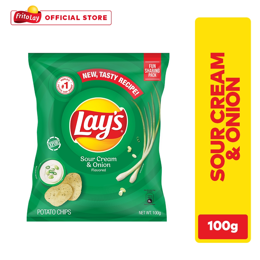 Lay's Sour Cream & Onion Potato Chips 100g | Shopee Philippines