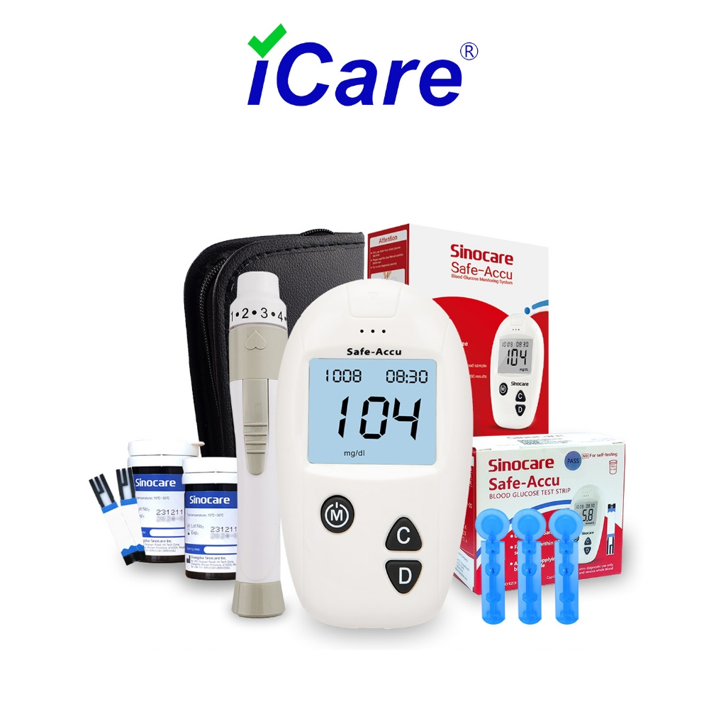 iCare SR Safe Accu Blood Glucose Meter COMPLETE SET (1Meter + 50/100 ...