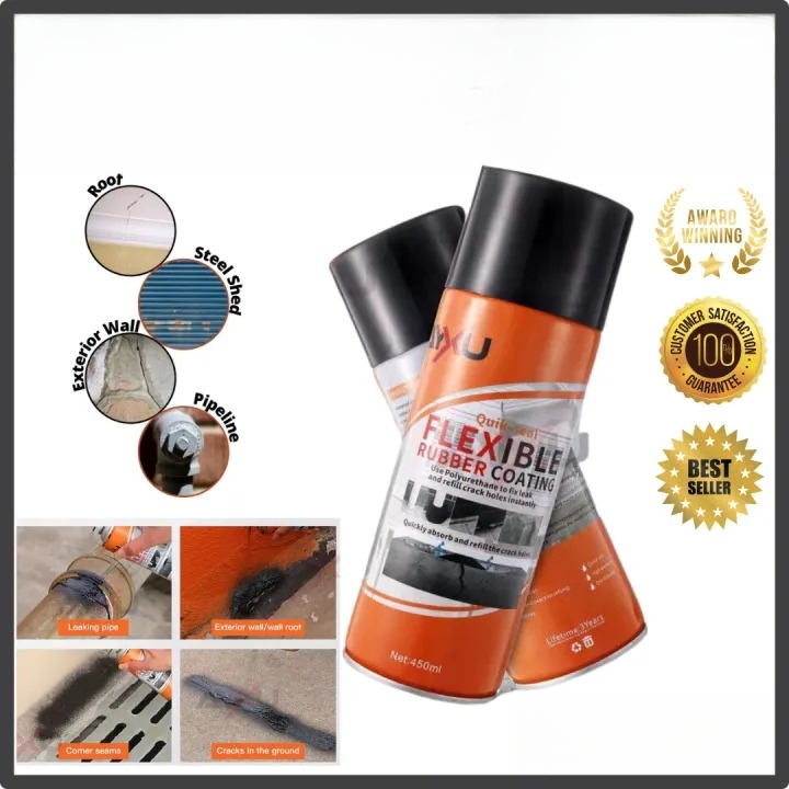 450ML Quick Seal Waterproof Rubber Coating Spray Flexible Leak Sealant ...