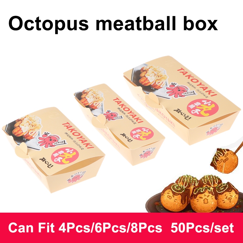 50pcs Octopus Ball Packaging Box Japanese Street Food Takoyaki ...