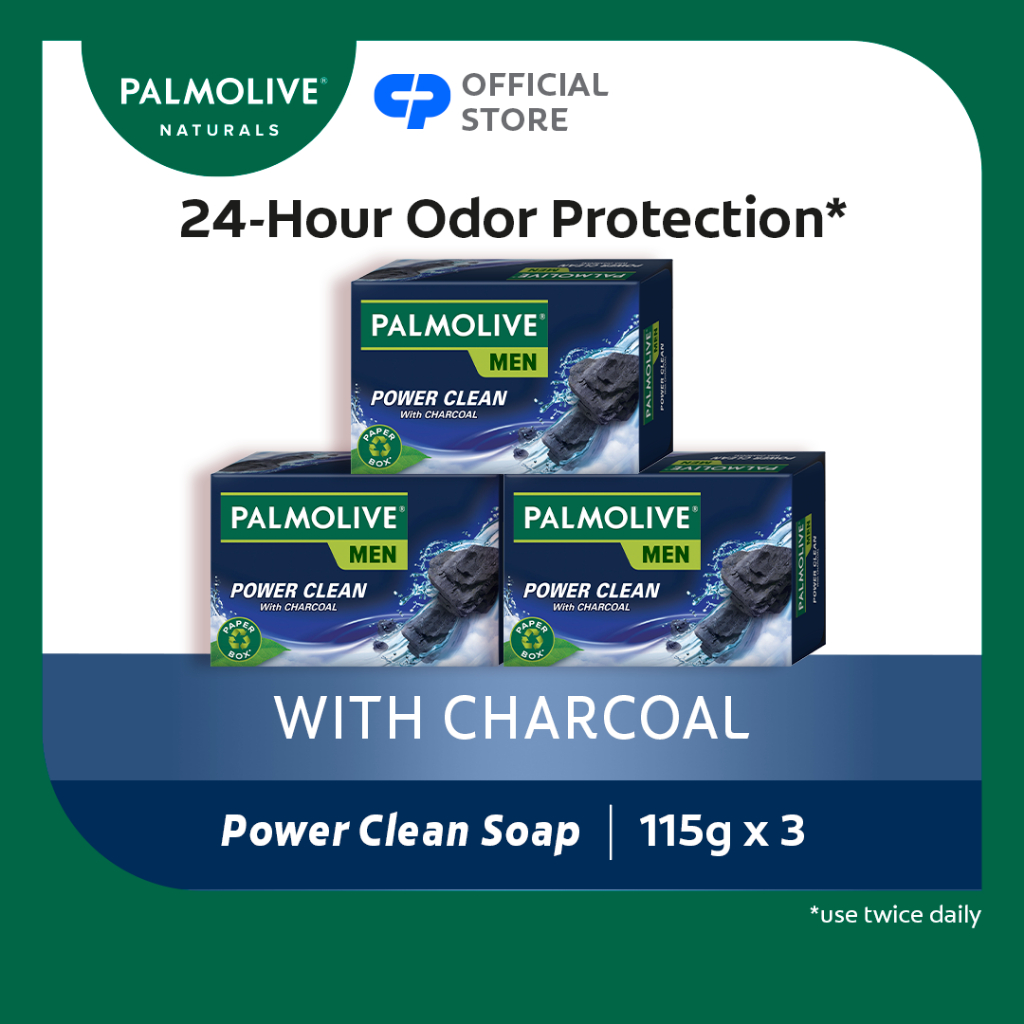 Palmolive Men Power Clean Bar Soap - with Charcoal, 115g Value Pack of ...