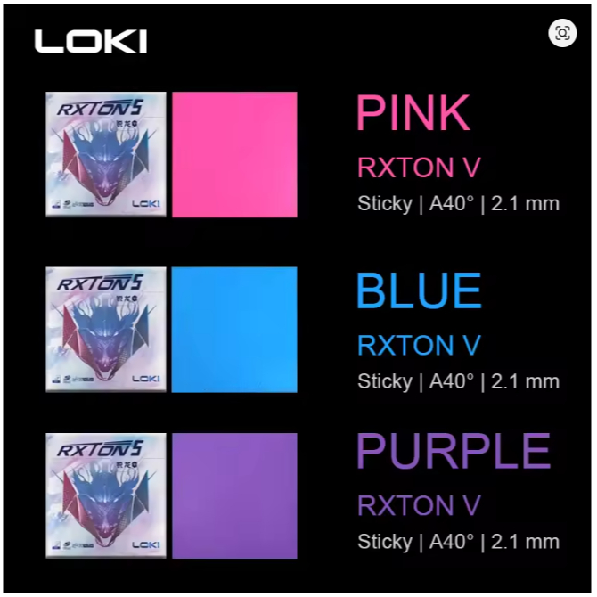 Loki Rxton5 Colored Rubber Loki Rxton 5 V Table Tennis Rubber PingPong ...