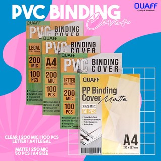 QUAFF Clear PVC Binding Cover Short / A4 / Long Size 200 Microns (100 ...