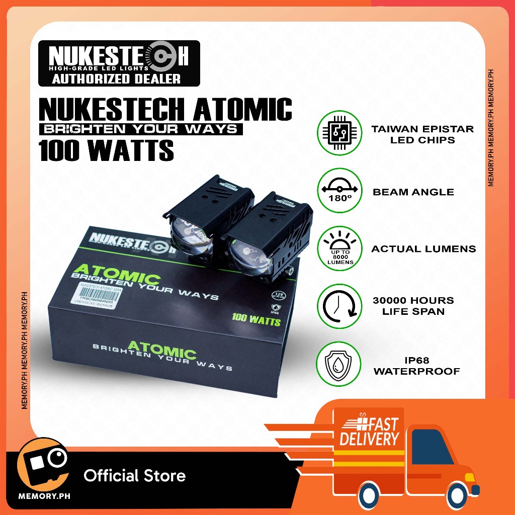 Nukestech Atomic 100 Watts Auxiliary Lights for Motorcycles IP68 ...
