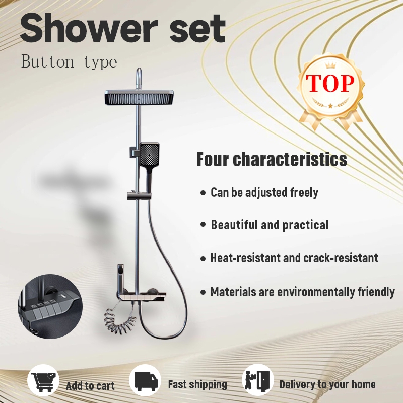 Stainless steel square button shower set Bathroom luxury shower Square ...