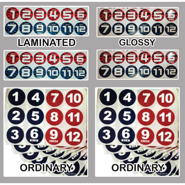 Sticker for Pool Chips / PICHA STICKER High Quality 1-12 number ...