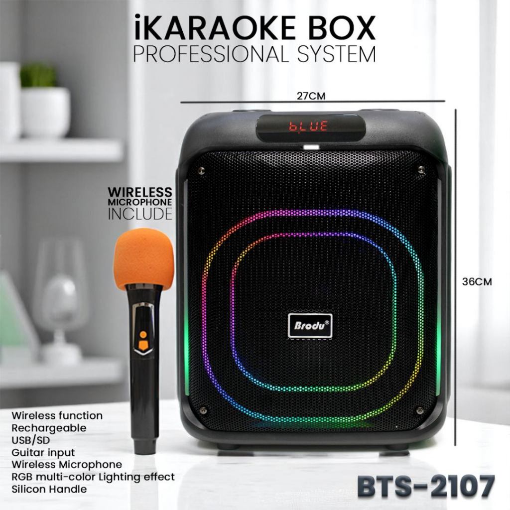 Speaker BTS-2107 Brodu 8 Inch Bluetooth Speaker with Rechargeable ...