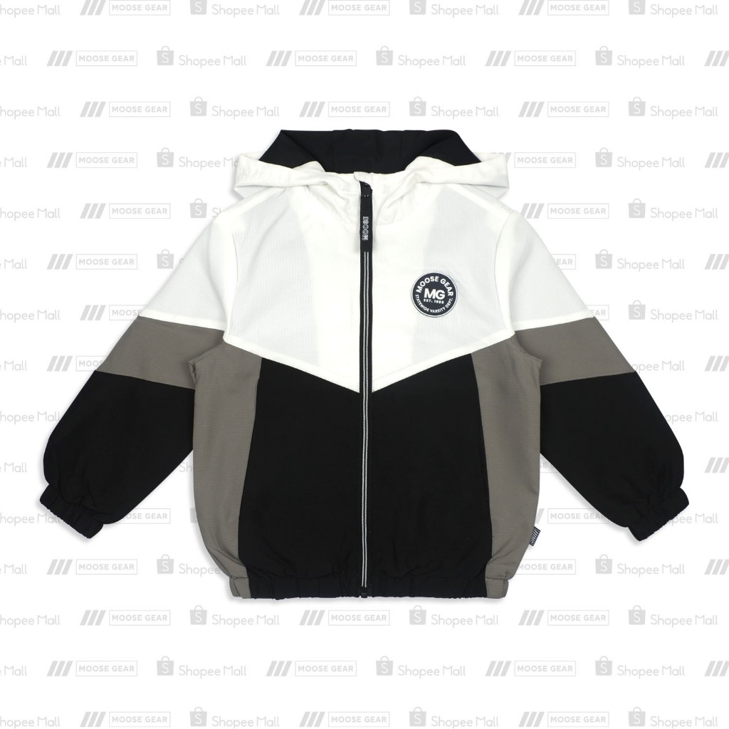 Moose Gear White, Black and Gray Combi Jacket With Hood Windbreaker (JC ...