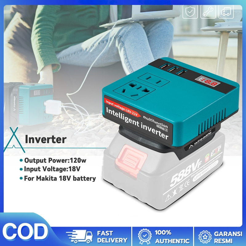 120W Portable Power Inverter W/3USB Port DC 18V To DC 220V for Makita ...