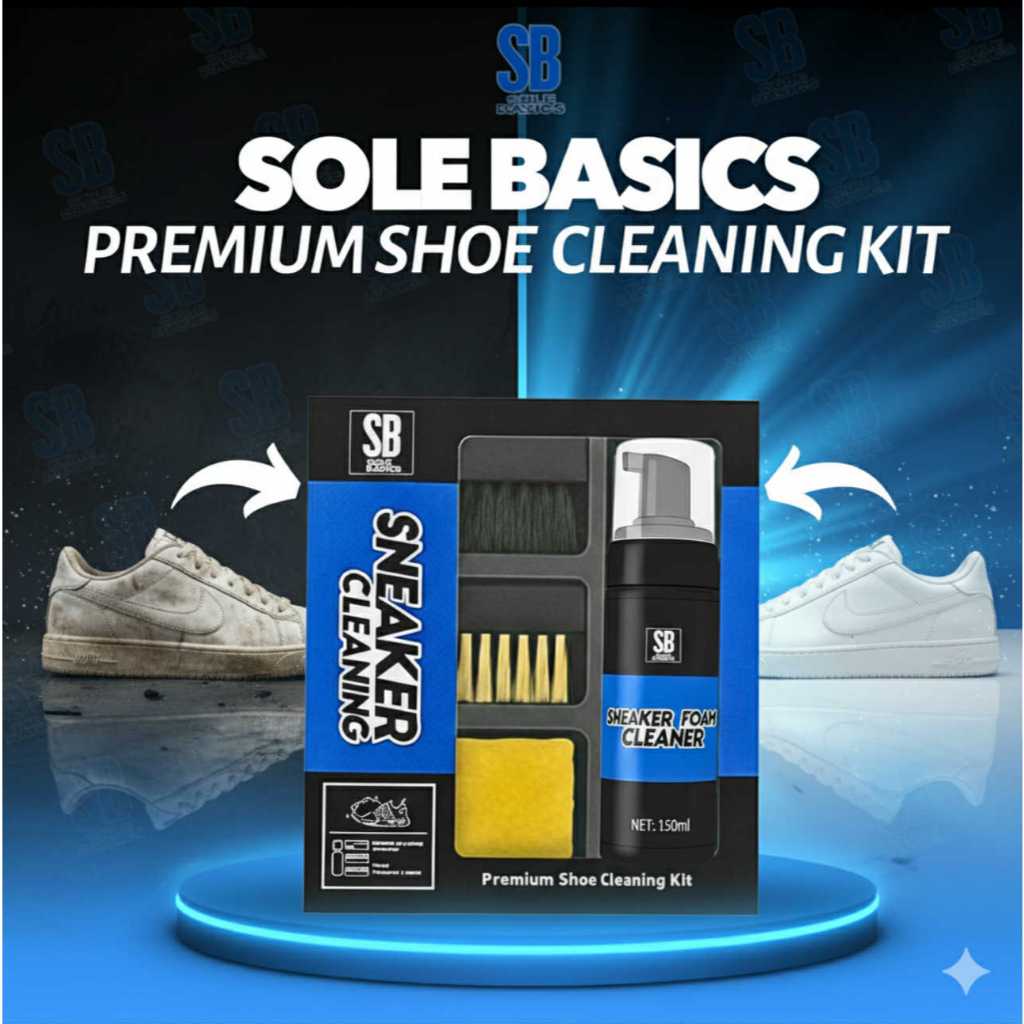 SOLE BASICS Premium Shoe Cleaning Kit Foam Towel Brush Shoe Cleaner ...