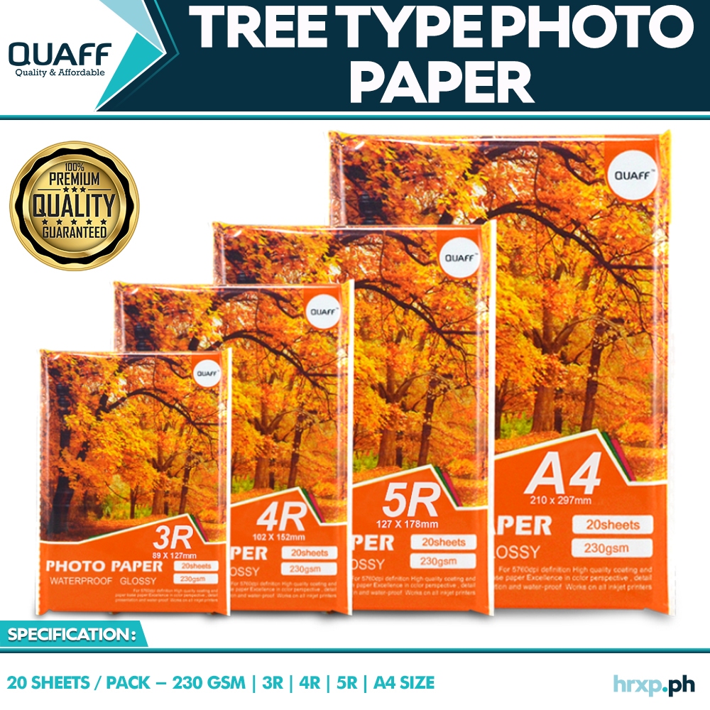 230gsm QUAFF Inkjet Glossy Photo Paper 3R - 4R - 5R - A4 Size (20sheets ...