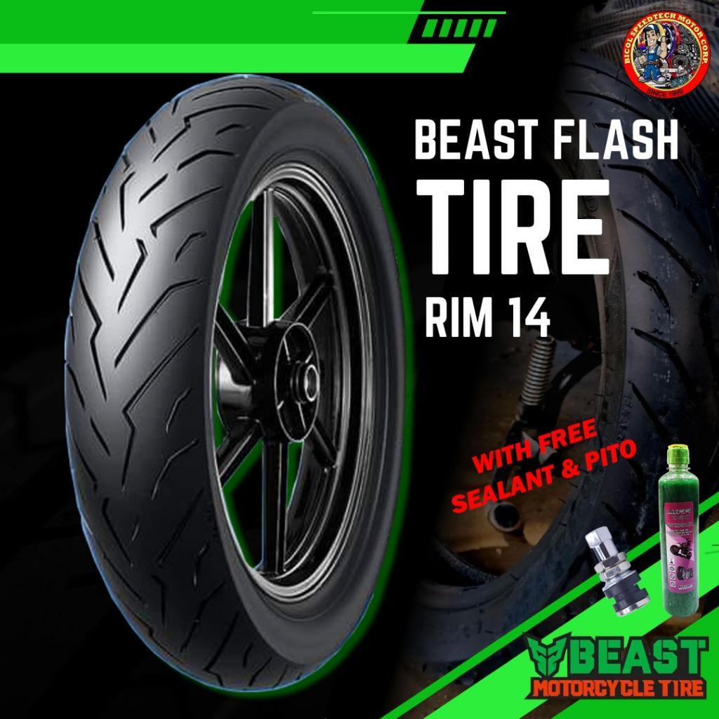 BEAST TIRE FLASH TUBELESS Rim 14 with FREE SEALANT & PITO Motorcycle ...