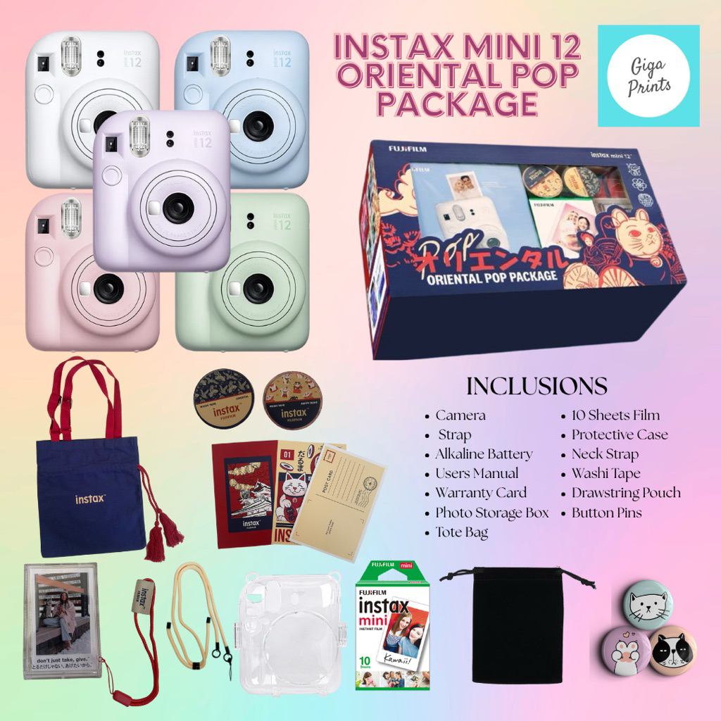 Instax Mini 12 Oriental Pop Package Instant Camera Gift Kit Bundle ...