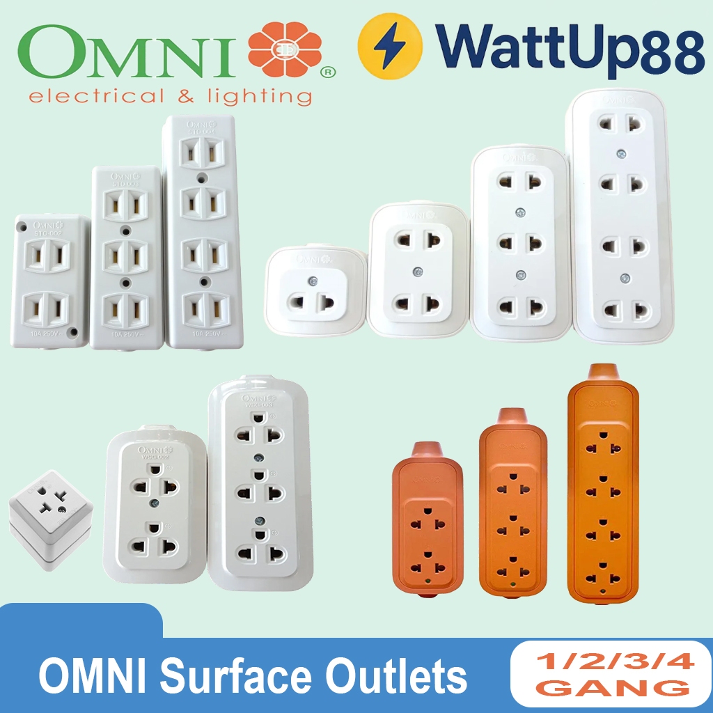 OMNI Surface Outlet Universal Outlet Convenience w/Ground/Spring Type ...