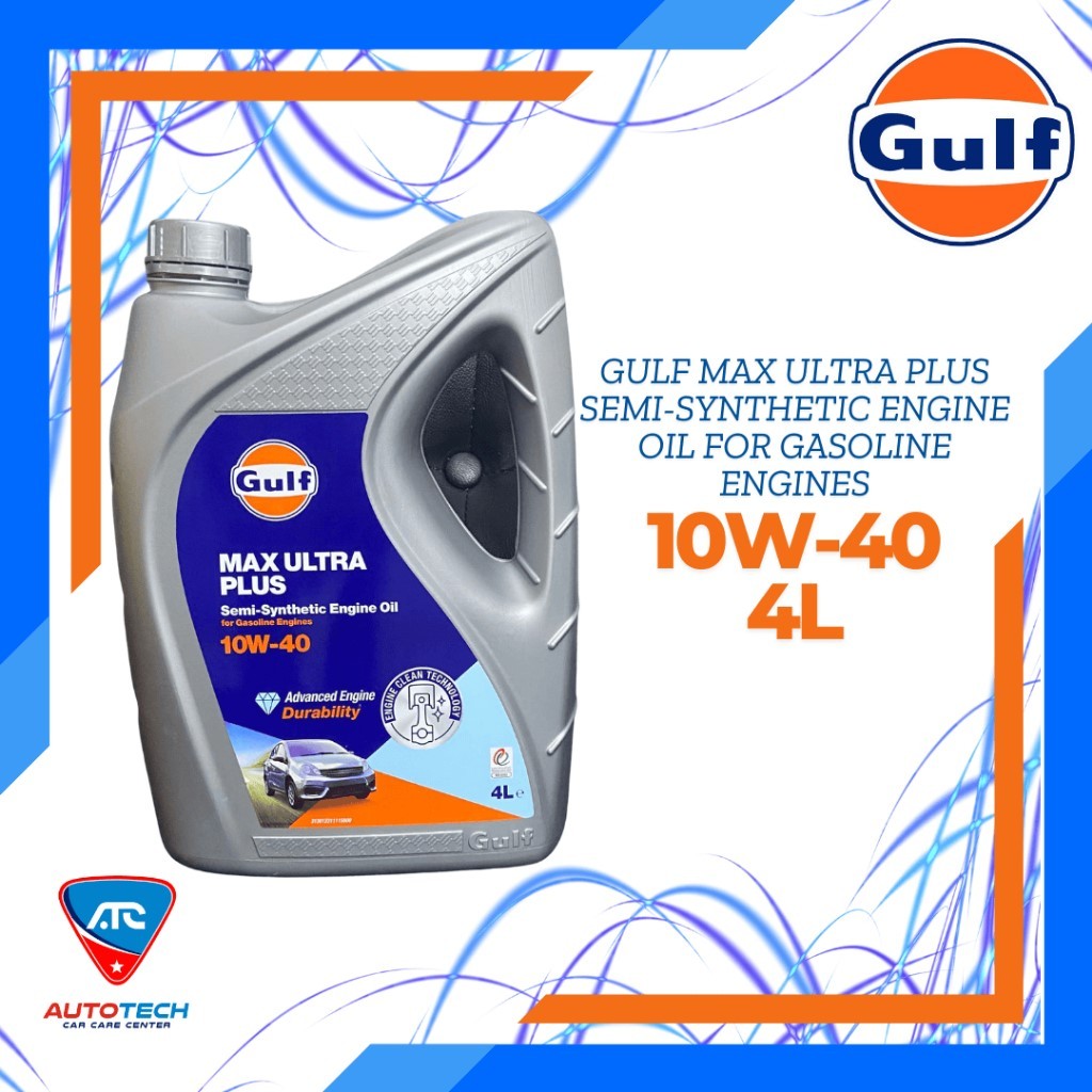 GULF MAX ULTRA PLUS SEMI-SYNTHETIC ENGINE OIL FOR GASOLINE 10W-40 4L ...