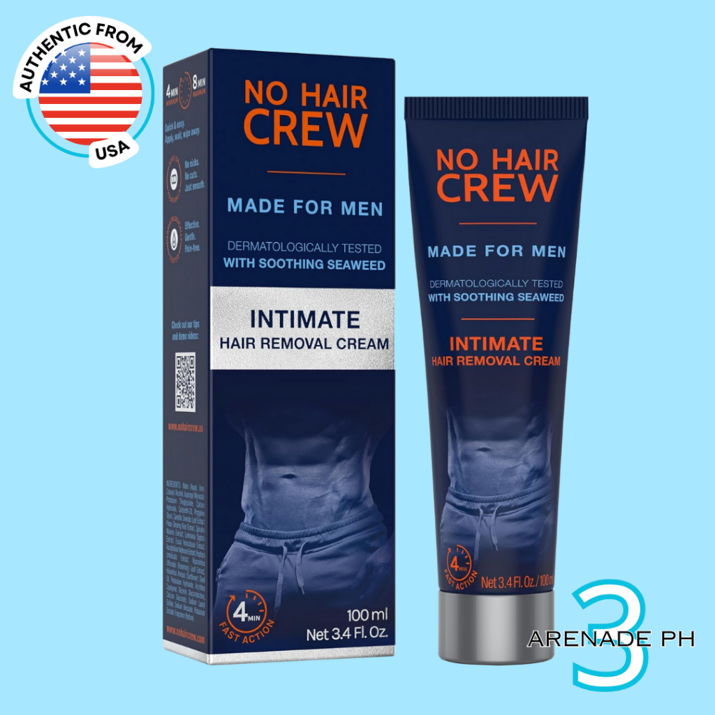 No Hair Crew Intimate Hair Removal Cream Made For Men, 100 ml / 3.4 oz ...