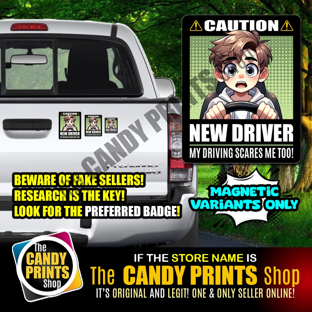 Magnetic Car Stickers - MY DRIVING SCARES ME TOO Series 1 (Boys Edition ...