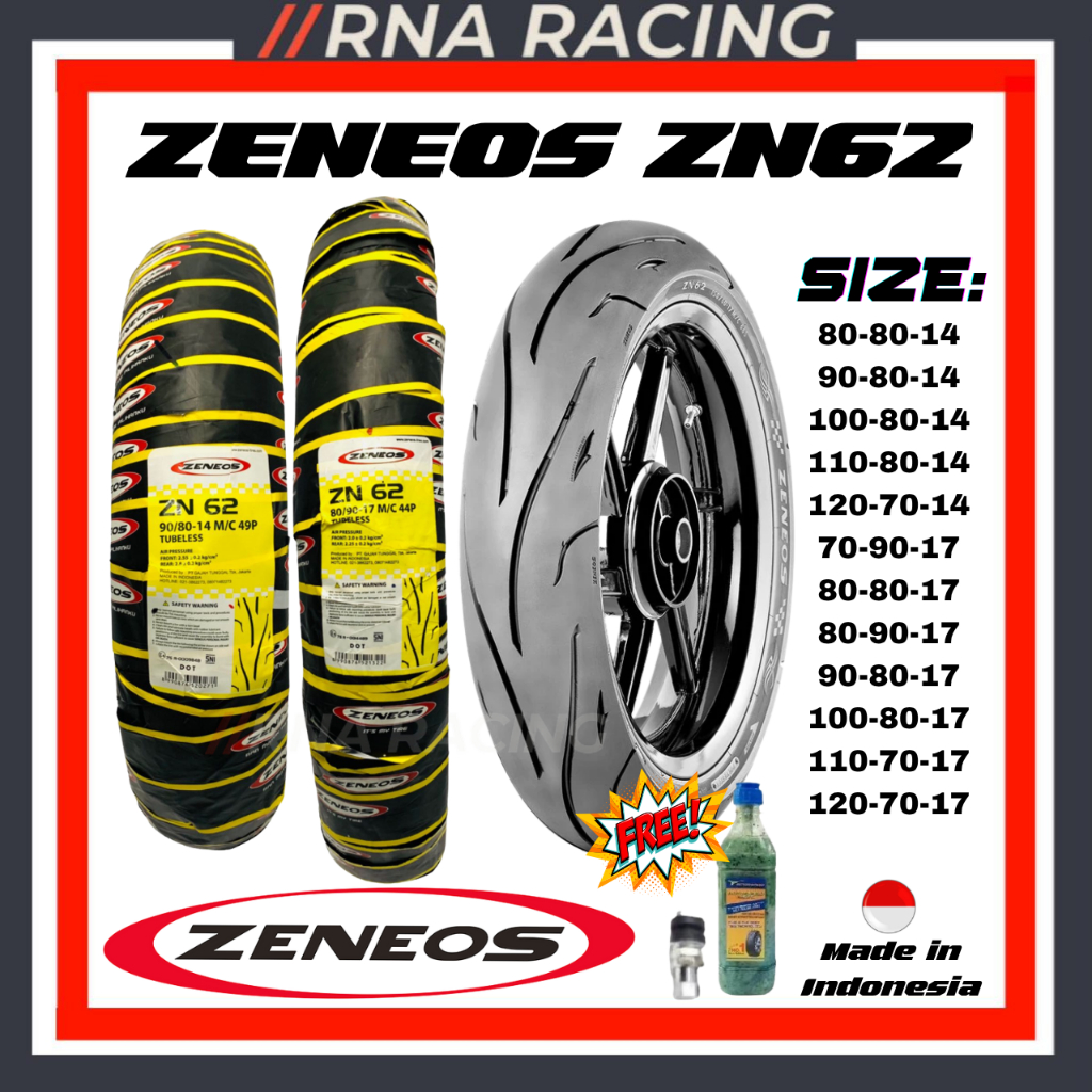 Zeneos Zn62 Motorcycle Tire Gulong Tubeless Rim 14 Free Tire Sealant ...