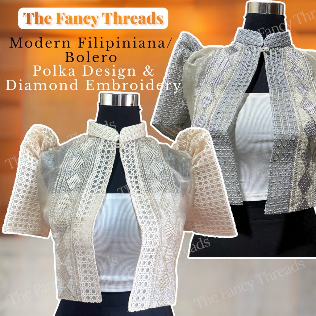 Modern Filipiniana/Bolero Polka Design & Diamond Embroidery | Shopee ...
