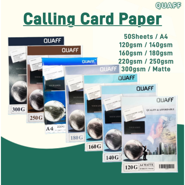 QUAFF Calling Card Paper A4 Size 120gsm - 250gsm Matte/Glitter ...
