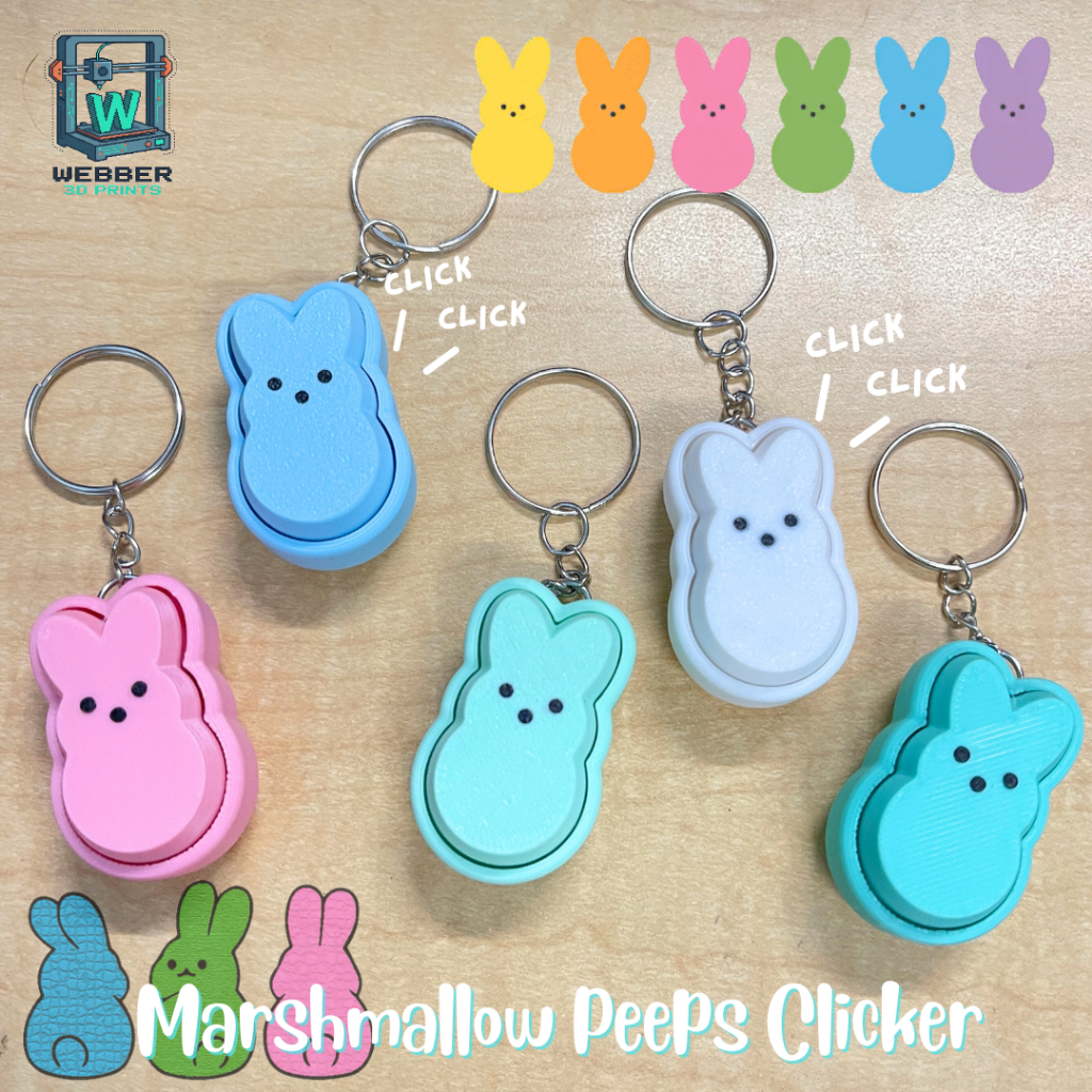 CLICKER - Webber 3D Print : Marshmallow Peeps Clicker Keychain - Sweet ...