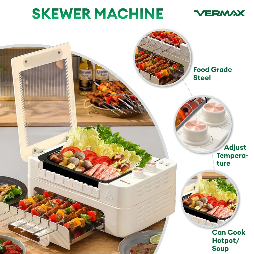 Vermax Electric Barbecue Grill for Home - Double Layer Rotating Skewer ...