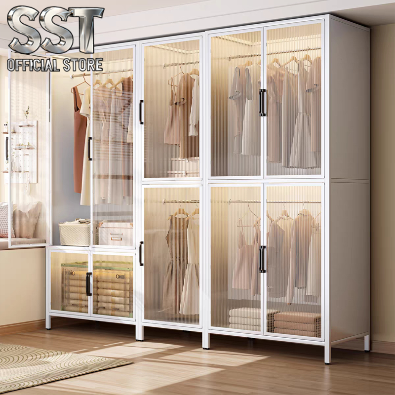 Dustproof Metal Wardrobe Multifunctional Rack Simple Clothes Storage ...