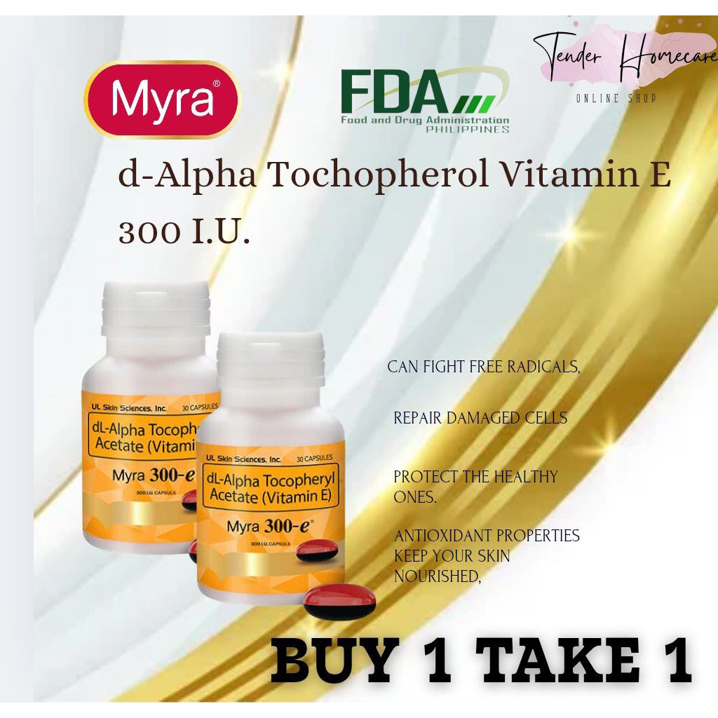 MYRA 300 DL ALPHA TOCOPHERYL ACETATE VITAMIN E BUY 1 TAKE 1 | Shopee ...