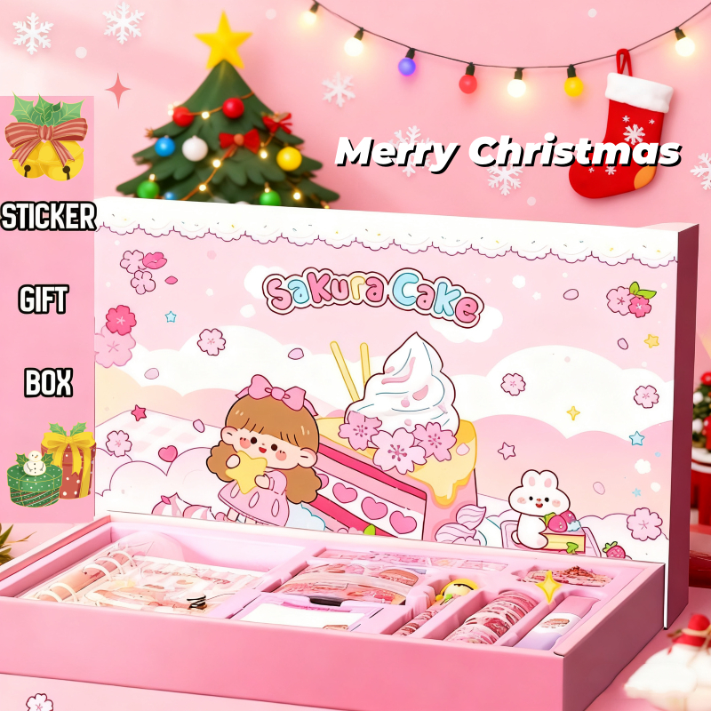 Cute Sticker Set DIY Stickers Gift Box with Loose Leaf Notebook ...