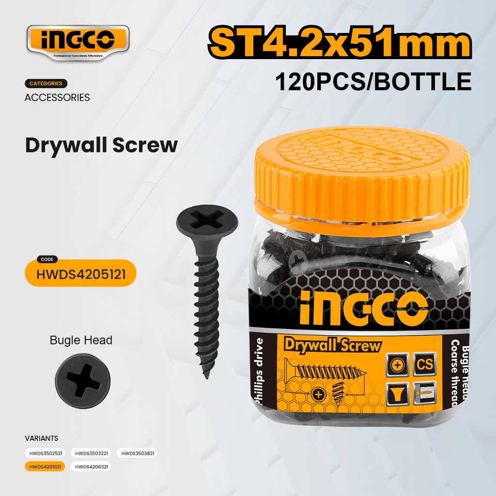 Ingco Black Drywall Fastener Set for Gypsum Board & Drywall ...