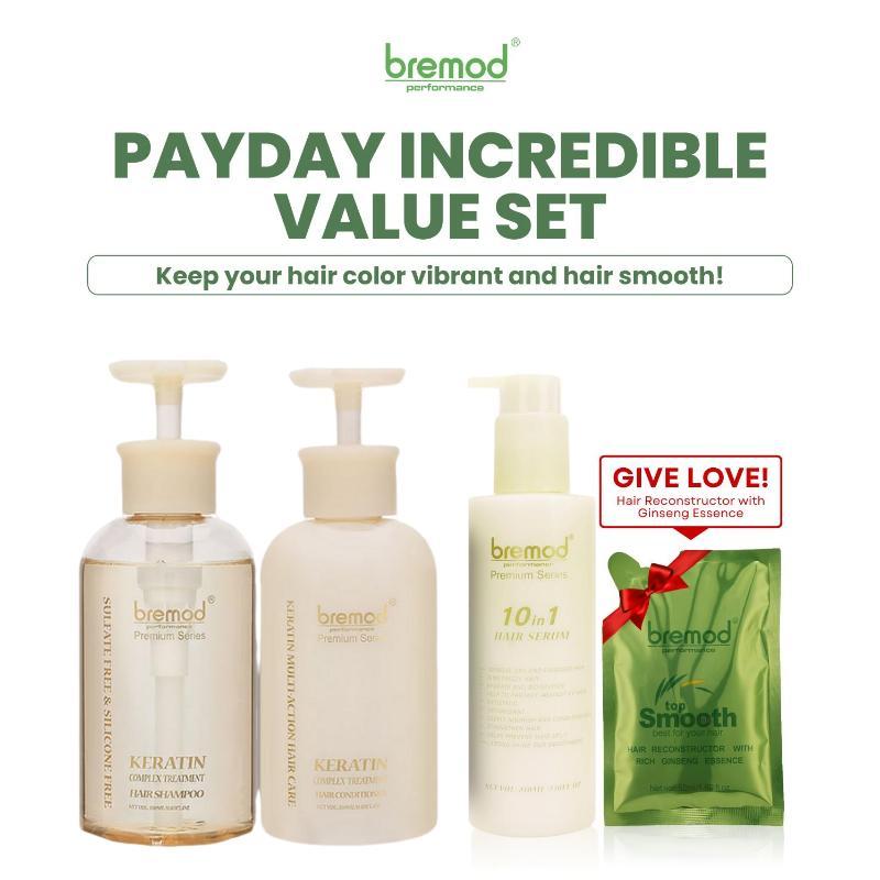 Bremod Premium Series Keratin Shampoo Conditioner 350ml with 10 IN Hair ...