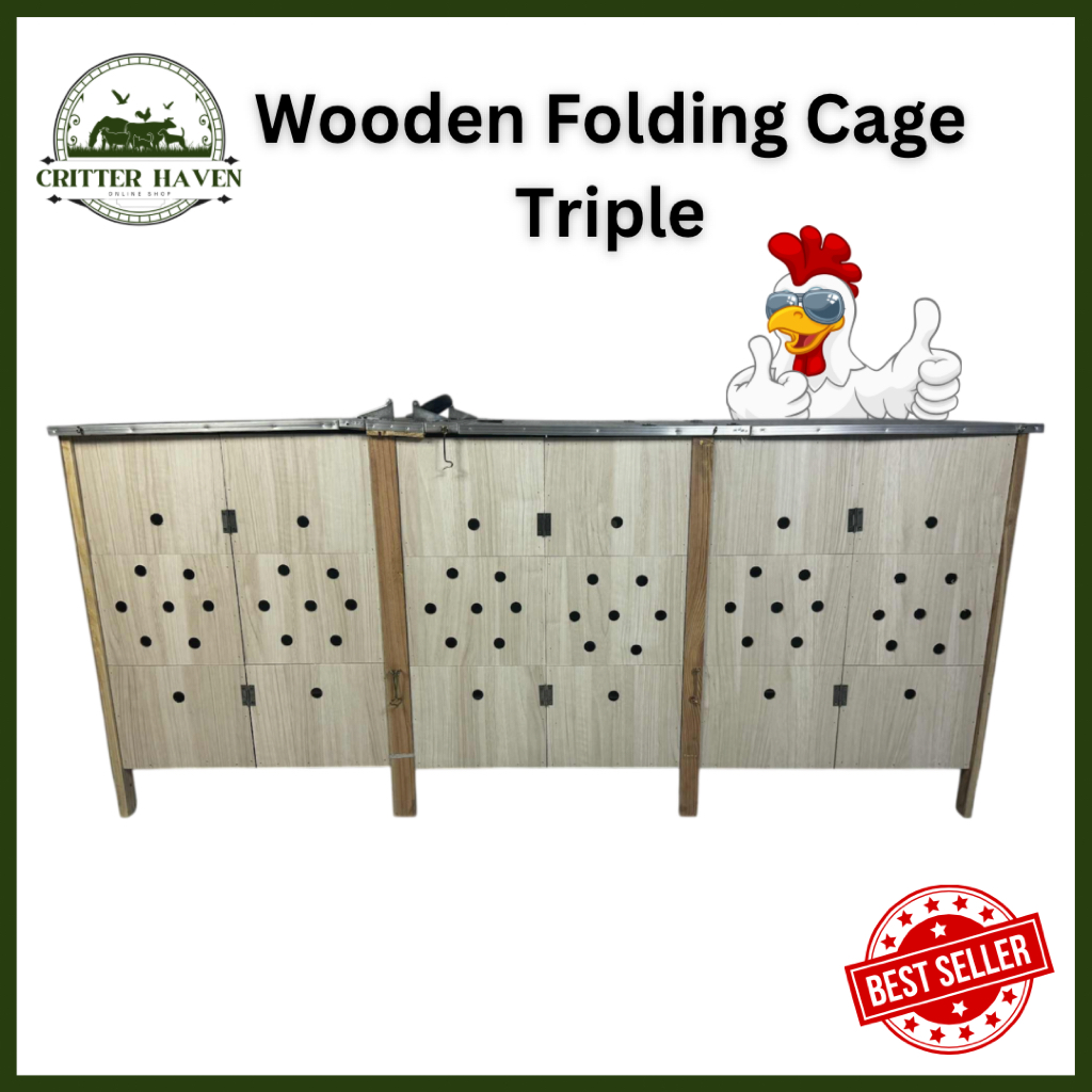 Wooden Folding Cage Triple / Cock cage / Kulungan ng manok / Travel box ...