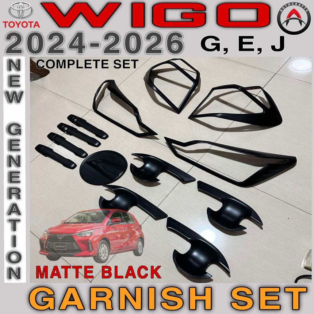 ALL NEW TOYOTA WIGO 2023-2026 ALL BLACK GARNISH COMBO SET PLAIN DESIGN ...