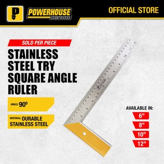 PowerHouse Stainless Steel Try Square Angle Ruler 6" 8" 10" 12" PH ...
